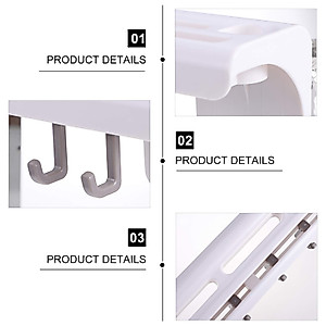 Hemoton Pan Pot Hanger Hook 1 Pc Kitchen Storage Coat Hanger Kitchen Hook Rail Kitchen Holder Shelves for Storage Wall Mounted Wall Mounted Holder Knives Abs White No Punching