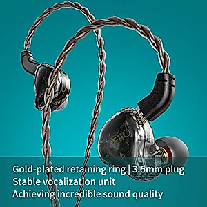 FiiO FD1 Hi-Res Earphone Wired,Beryllium-Plated 1DD,4-Stranded High-Purity Monocrystalline Copper, 0.78pin,Strong Bass (Without Mic,Black)