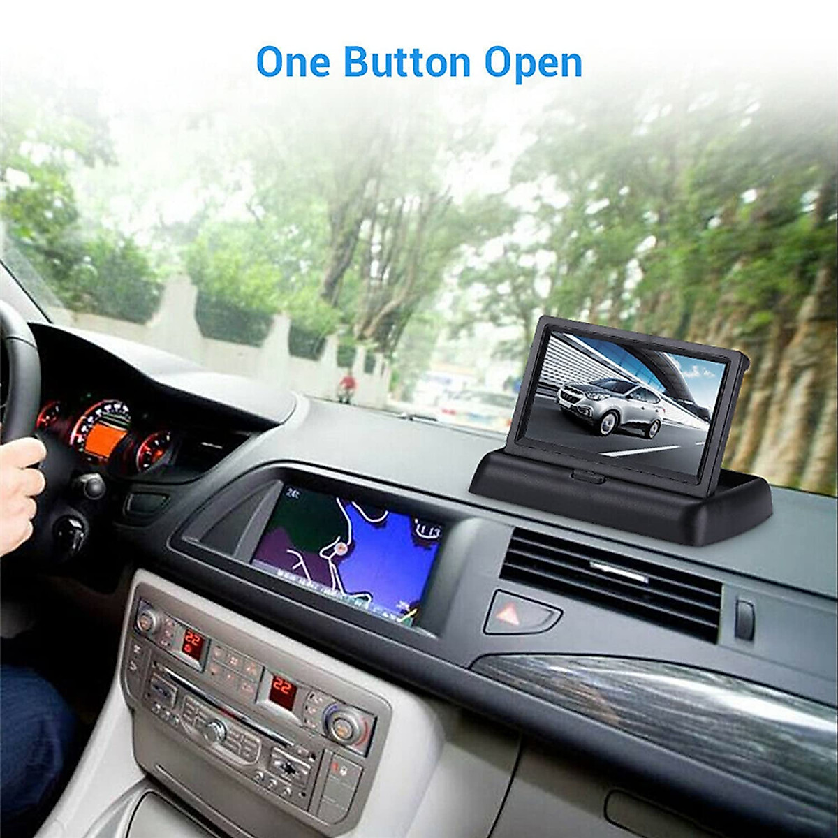 Yasoca 4.3 Inch Small Mini Digital Flip Down Foldable Monitor Screen for Car Truck Vehicle Rear View Reverse Parking Kits Home CCTV