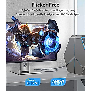 TECHTOBOX DisplayPort to HDMI Cable Adapter 6.6FT [4K@60Hz,2K@144Hz,2K@120Hz] [Nylon Braided,High Speed] Uni-Directional DP 1.2 to HDMI 2.0 Cord Compatible with HP,Lenovo,Dell,AMD,NVIDIA and More