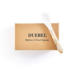 DUEBEL Set of 5 Pink Mother of Pearl MOP Caviar Spoons for Caviar, Egg, Icecream, Coffee Serving (Pink, 12.5x2.5cm)