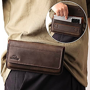 Topstache X-Large Leather Phone Holster,Flip Cell Phone Case with Belt Clip for S23 Ultra S23 Plus,Leather Case for iPhone 14 Pro Max,Universal Smartphone Leather Sheath for Phone with Protective Case