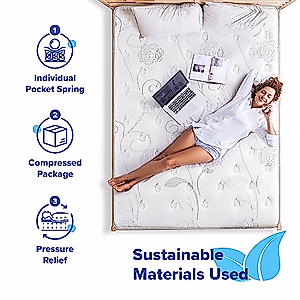 Olee Sleep 13 inch Galaxy Hybrid Gel Infused Memory Foam and Pocket Spring Mattress (Full), White