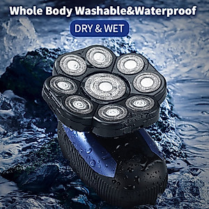 Roziahome Head Shavers for Bald Men 9D Electric Rotary Shaver Multifunctional Mens Bald Head Shaver Cordless Electric Razor for Men Wet & Dry Head Shaver Rechargeable Shavers for Balding Man