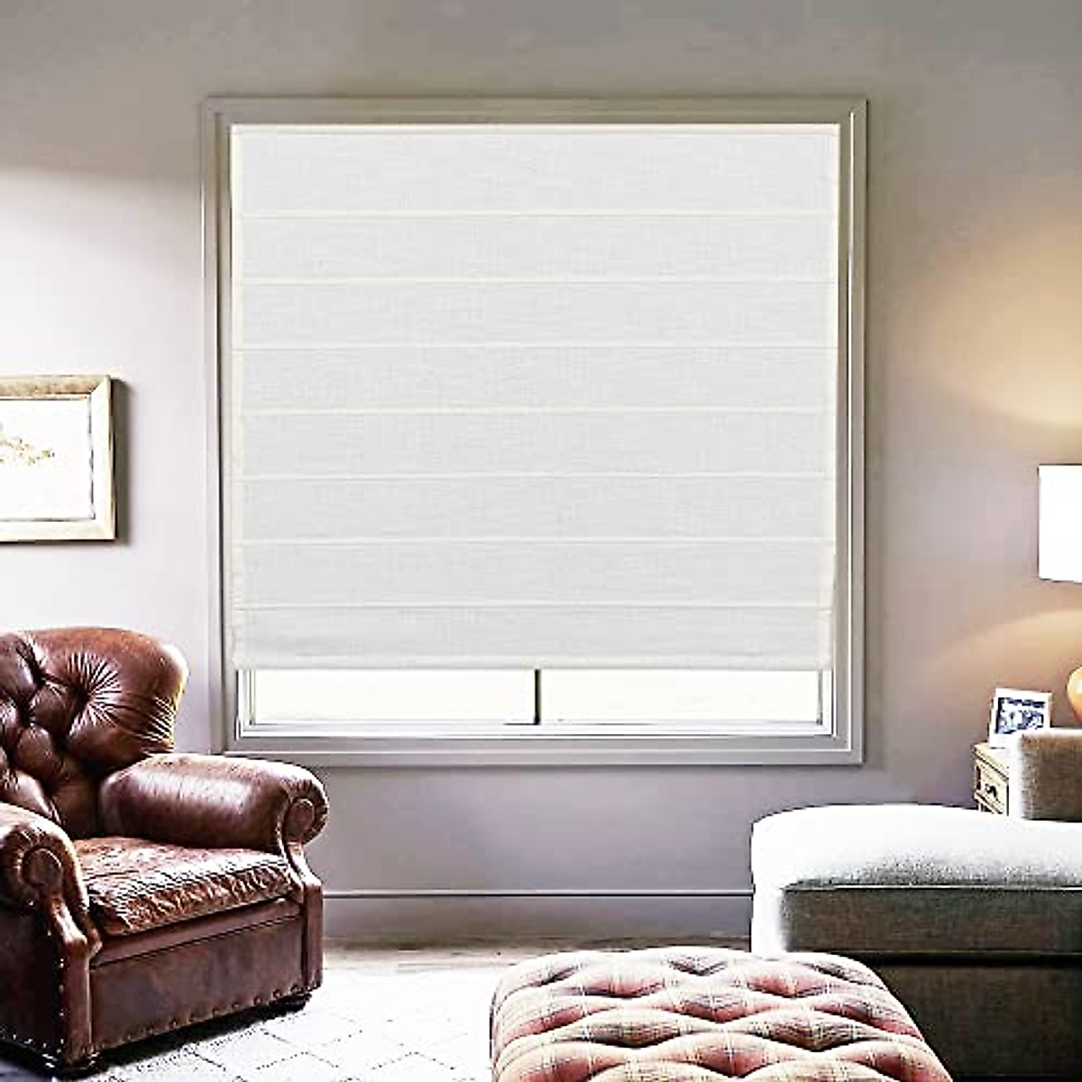Sunbox Blinds Cordless Roman Shades for Windows, Window Treatments, Room Darkening Shades, Linen Fabric Roman Shades for Doors, Kitchen, Linen Cream