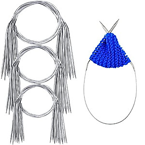 18 Pieces Circular Knitting Needles Set Stainless Steel Knitting Needles Size 2,3,4,5,6,8 mm for Any Weave DIY Lover or Beginner (31.5 Inch, 23.6 Inch, 16.9 Inch)