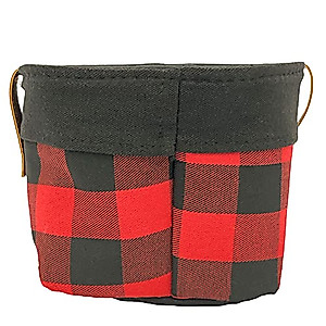 Square Canvas Storage Basket in Black/Red Buffalo Check, 6" H x 8" W