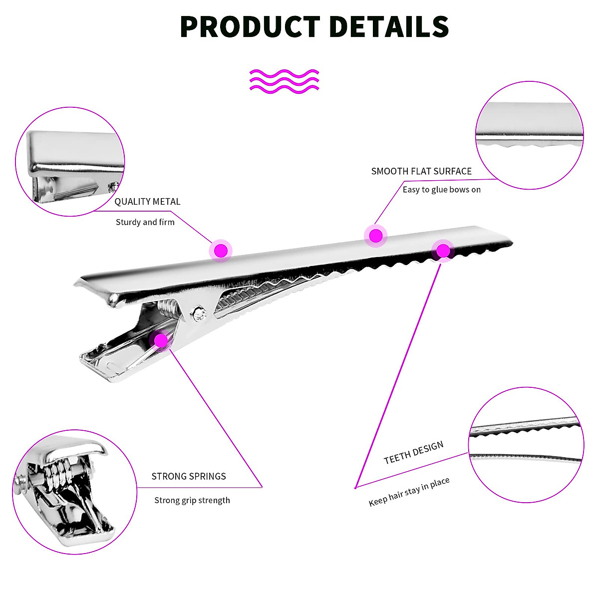 WSYUB 170 Pcs Alligator Hair Clips for Bows, Silver Bulk Duck Bill Hair Clips, 4 Sizes, Styling Clips for Thick &Thin Hair or DIY Bows Make