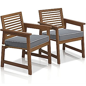 Maphissus Patio Chair Cushion 18 x 16 Inches Set of 2,Water Resistant Square Outdoor Chair Seat Cushions for Patio Garden Sofa Couch Furniture,Grey