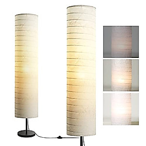 Modern Floor Lamp, Dimmable 3 Levels Brightness Paper Tall Lamp Standing Lamps with Lampshade, 55'' Minimalist Floor Lamps for Office, Kids Room, Reading, Home Decor (White)