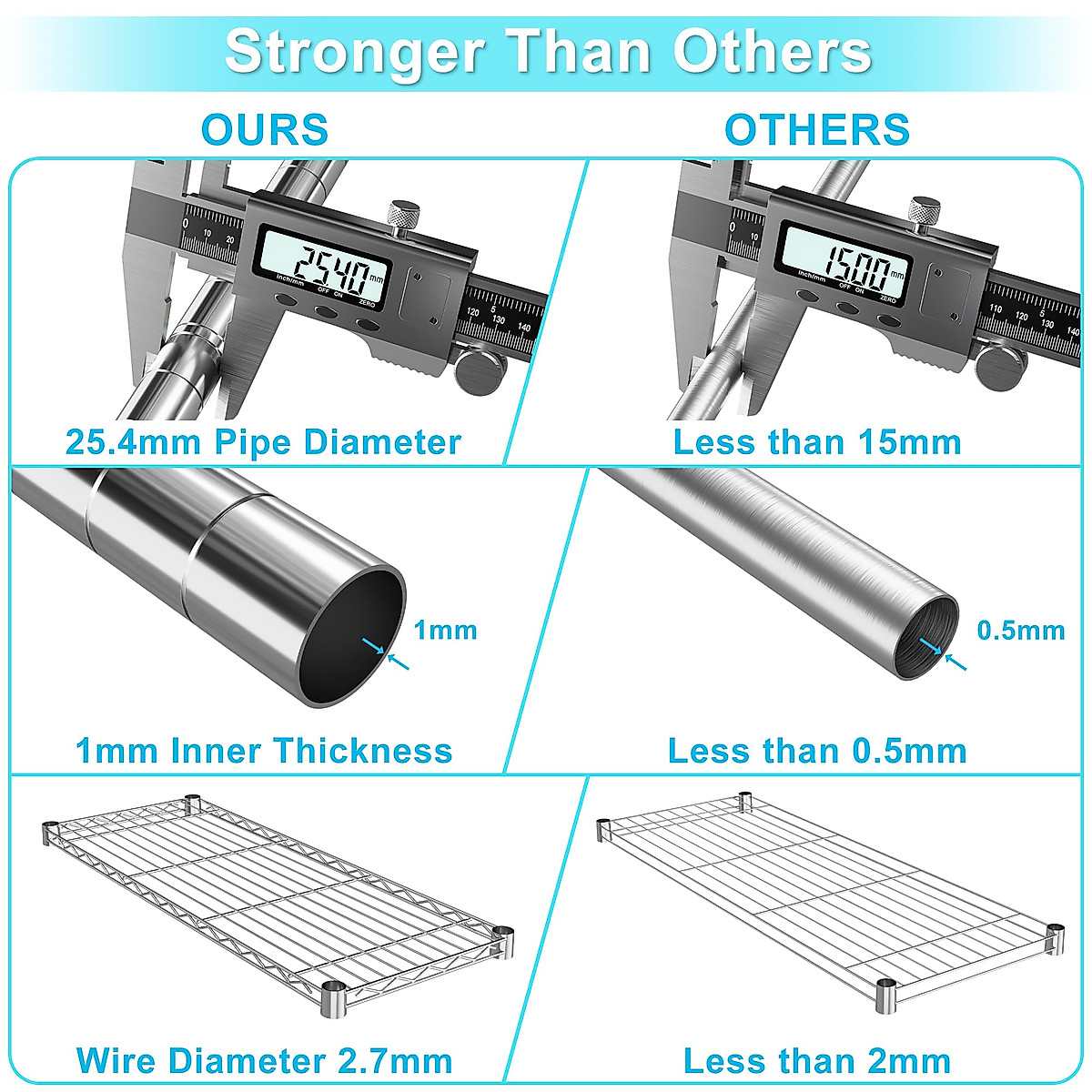 Auslar 4-Shelf Storage Wire Shelves Heavy Duty 4 Tiers Standing Shelving Units Adjustable Metal Organizer Wire Rack, Chrome