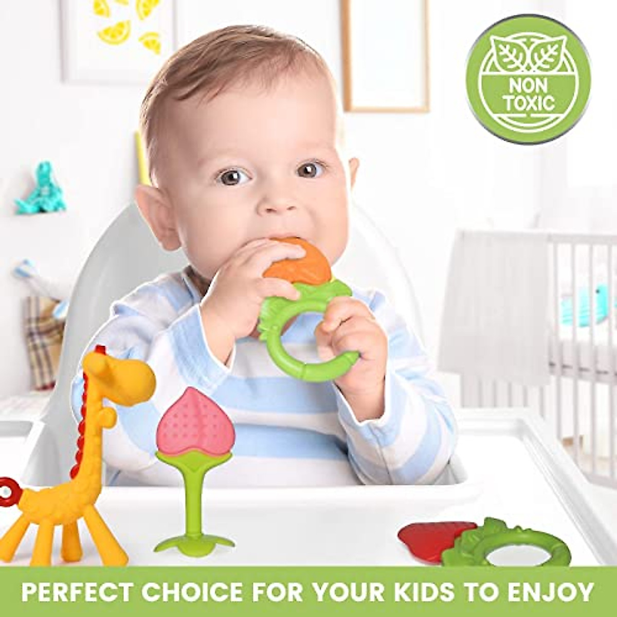 Baby Teething Toys for Newborn Infants (6-Pack) Freezer Safe Infant and Toddler Silicone Teethers Soothe Babies Gums, Perfect Baby Gift