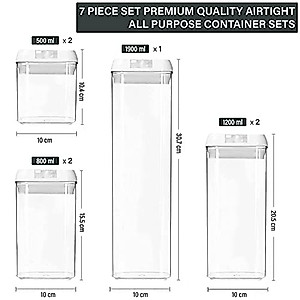 Kitchen Hero 7 Pieces Airtight Food Storage Containers for Food | BPA Free Cereal & Dry Food Storage Containers with Lids | Cereal Storage Containers Airtight | Pantry Organization Canisters