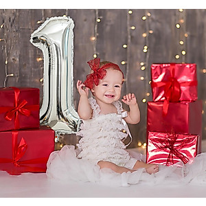 40 Inch Large Silver Number 1 Letter Balloon, Alphabet Letter Mylar Foil Helium Big Number Balloons for Birthday Anniversary Party Graduations Festival Decorations