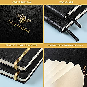 Artfan Ruled Notebook/Journal – Premium Thick Paper Faux Leather Classic Writing Notebook with Pocket + Page Dividers Gifts, Banded, Large, 180 Pages, Hard Cover, Lined (5.8 x 8.4) - Bee