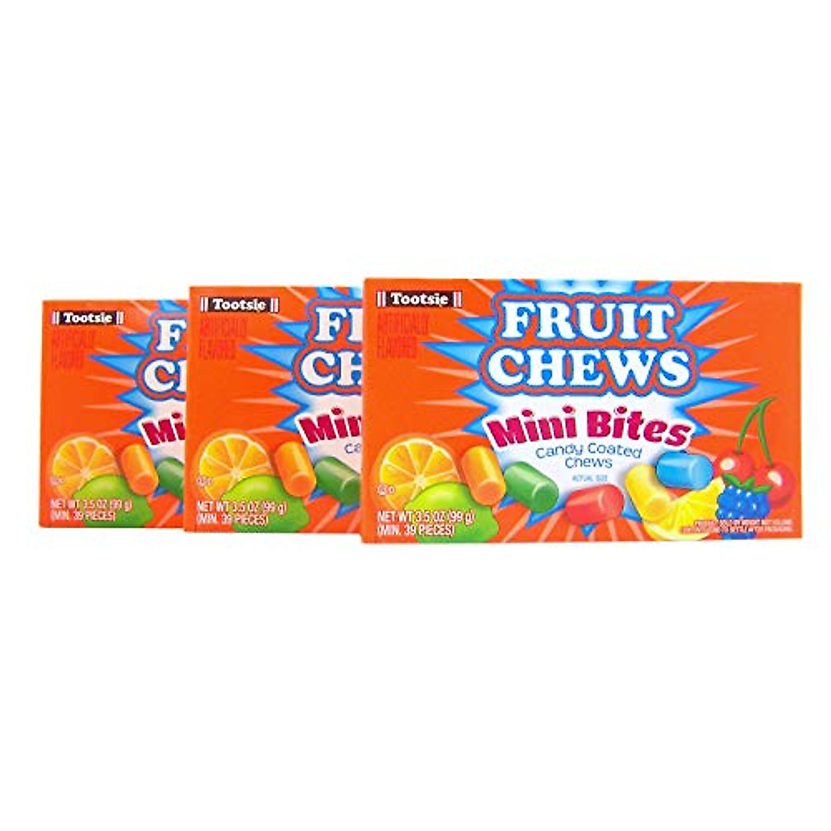 Fruit Chews Mini Bites Candy Coated Chews Movie Theater Box, 3.5 oz (Case of 12)