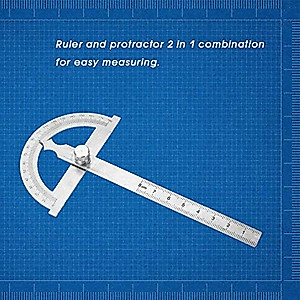 Protractor Ruler, Stainless Steel Protractor Goniometer 15cm Ruler 180 Degrees Angle Finder Gauge Adjustable Measuring Tool for Woodworking Industrial Carpenter (80×120mm)