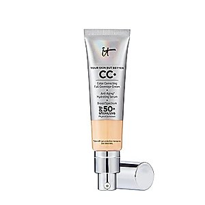 IT Cosmetics CC+ Cream, Light Medium (C) - Color Correcting Cream, Full-Coverage Foundation, Hydrating Serum & SPF 50+ Sunscreen - Natural Finish - 1.08 fl oz