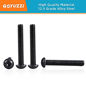 M5 x 40mm Button Head Socket Cap Screws Bolts, 10.9 Grade Alloy Steel, Black Oxide Finish, Metric Allen Hex Drive, Fully Threaded, 50PCS