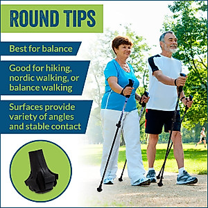 Round Wide Four Pack Hiking Poles Replacement Feet (Paws/Ferrules/Caps) - Extra Durable - Fits All Trekking and Walking Poles - Choice of Round or Tapered Styles