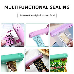 2 PACK Mini Bag Sealer Heat Seal, Handheld Food Sealer Bag Resealer for Food Storage, Portable Smart Heat Sealer Machine with 45” Power Cable for Chip Bags, Plastic Bags, Snack Bags (green+purple)