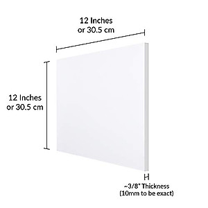 SimbaLux Acrylic Sheet Clear Cast Plexiglass 12” x 12” Square Panel 3/8” Thick (10mm) Transparent Plastic Plexi Glass Board with Protective Paper for Signs, DIY Display Projects, Craft, Easy to Cut