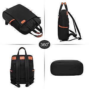 E-Tree Travel Laptop Backpack Women, 15.6 Inch, Slim Lightweigh Casual Computer Daypack Work College School Bag Bookbag Girls Purse (Black)