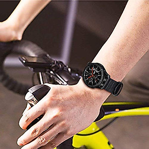 Fintie Bands Compatible with Samsung Galaxy Watch 3 45mm / Galaxy Watch 46mm / Gear S3 Classic/Frontier, Soft Woven Nylon Band 22mm Quick Release Adjustable Replacement Sport Strap, Black