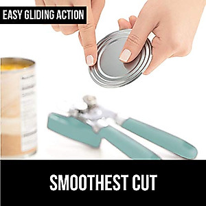 Gorilla Grip Manual Can Opener and Silicone Oven Mitts, Manual Can Opener Includes Built In Bottle Opener, Oven Mitts are 14.5 Inch, Both in Mint Color, 2 Item Bundle