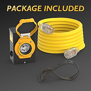 TOOLIOM 30 Amp Generator Cord 40FT and 30 Amp Generator Inlet Box, NEMA L14-30P/L14-30R Generator Cord, 125/250V 7500W 10 AWG SJTW Generator Power Cord, Pre-Drilled Generator Inlet Box, UL&ETL Listed