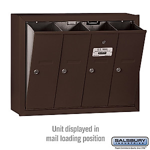 Salsbury Industries 3504ZSU Surface Mounted Vertical Mailbox with USPS Access and 4 Doors, Bronze