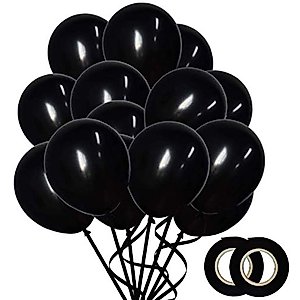 100 Pack Matte Black Balloons (12 Inch) Thick Latex Party Balloons Shiny Black Balloons Black Helium Balloons Birthday Party Wedding Halloween Balloon Graduation Party Supplies DIY Party Decoration