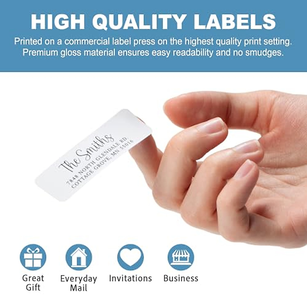 Return Address Labels Roll, Personalized Address Label Stickers, Custom White or Clear Address Labels (Roll of 100 Labels)