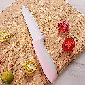 YUSOTAN Ceramic Paring Knife - 4-Inch with Sharp Ceramic Blade and Unique Hippopotamus Cover - Handle Fruit and Vegetables Kitchen Knife (Pink)