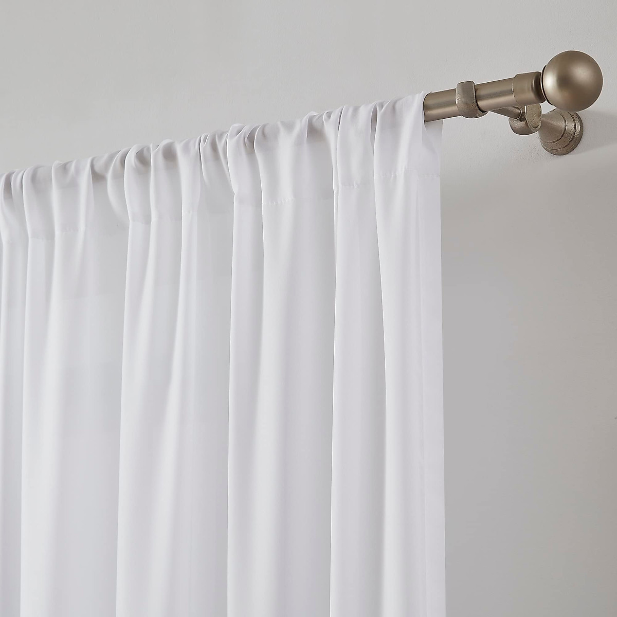 Warm Home Designs 7 Feet Long White Backdrop Curtains. Pair of 52 x 84 Chiffon Backdrop Curtains with 2 Tie-Backs. Perfect as Wedding Backdrop, White Backdrop, or as Chiffon Curtains. WW White 84"