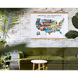 America The Beautiful USA Scratch Off Map + Magnetic Frame Kit- Interactive Travel Scratch Off Poster Reveals Beautiful Nature Photography - Beautiful Travel Map is a Great Gift for Travelers