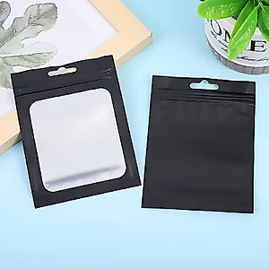 100 Pieces Resealable Mylar Ziplock Bags,4 SizesSmell Proof Bags,Holographic Bags with Clear Window,Self Sealing Bag for Party Favors, Lipgloss, Jewelry, Candy