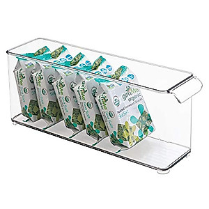 iDesign Kitchen Binz BPA-Free Plastic Deep Stackable Organizer with Handle - 4" x 6" x 14.5", Clear