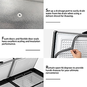 20 Cu Ft Chest Freezer - Large Commerical Deep Freezer with Removable Baskets - Top Open Door Compact Freezer w/Adjustable Temperature Quiet Energy Saving for Families Office and Garage - Silver