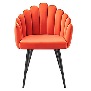Modway Vanguard Performance Velvet Channel Tufted Dining Chair in Black Orange