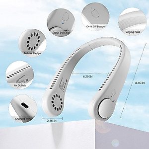 Cooperwin Neck Fan Portable Rechargeable Personal Fans Cooling Wearable Fan, Bladeless Fan Around The Neck, Neckband Fan with 3 Speeds Low Noise, Headphone Design Hands Free Sports Fan