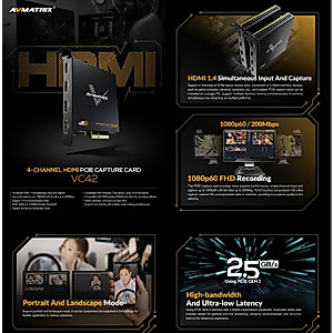 AVMATRIX VC42 4-CH HDMI PCIE Capture Card HDMI 1.4 simultaneous Input and Capture