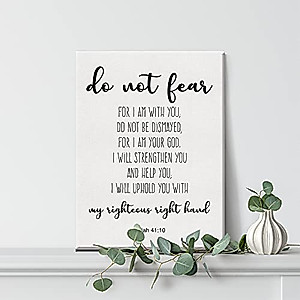 Bible Verse Art Wall Decor Isaiah 41:10 Do Not Fear Scripture Canvas Painting Prints for Home Dining Room Living Room Wall Decor Framed Artwork Christian Gifts(12x15 Inch)