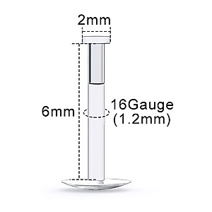 Heienngy 6MM 100PCS 16G Clear Push Top Piercing Retainers 2mm Flat & Ball Top Bioflex Lip Rings Plastic Acrylic Labret Retainer for Women Men 16 Gauge Earrings Studs 6mm 8mm 10mm Bar Length