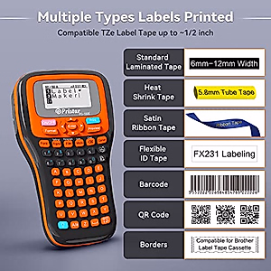 Auto-Cut Label Maker Machine with Tape PS-100E Rechargeable Handheld Labeler with Keyboard Multiple Templates for TZe 0.13-0.47 Inch Tapes Easy to Use for Home Office Industrial Labeling Organization