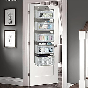 VERONLY Over the Door Hanging Organizer with 5 Large Pockets 1 Pack+ Adjustable Cosmetic Drawer Organizer for Bathroom Storage Set of 3