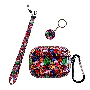 Auto Element Anime Super Hero Character Soft TPU Airpods Pro Case，with Cartoon Anime Lanyard Keychain，Suitable Fashion Man Women Girl Airpods Pro Case