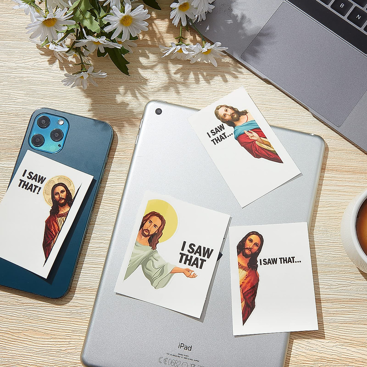 8 Pieces I Saw That Sticker PET Stickers Car Decals Funny for Car Vehicle Truck Window Laptop Water Bottle Bumper Skateboard Computer Backpack Supplies, 4 Styles (3 Inch)