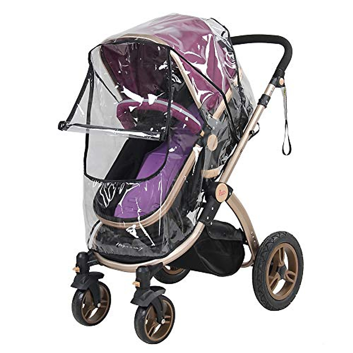 Stroller Rain Cover, Pram Rain Cover Waterproof Transparent Can Be Folded for Stroller for Baby