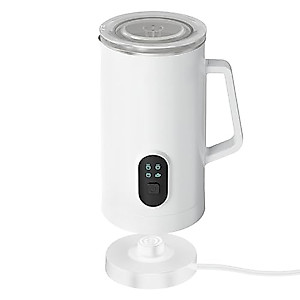 Electric Milk Frother Steamer Milk Foamer 4 in 1 Multifunctional Hot Cold Milk Foam Maker 20oz/390ml Automatic Quiet Milk Warmer Latte Cappuccinos Hot Chocolate (White)